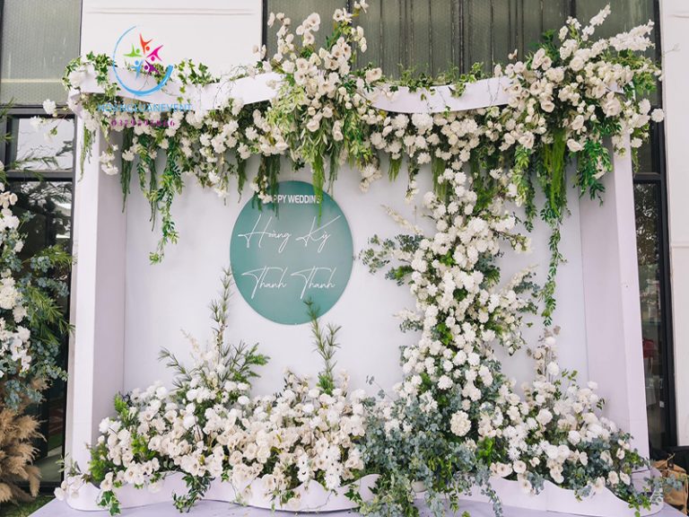 Backdrop đón khách lễ cưới đẹp TC346